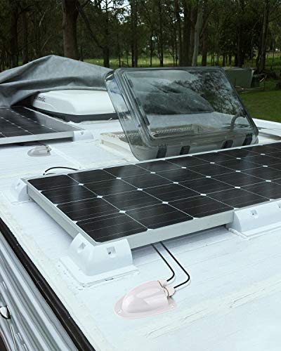 BougeRV White Solar Double Cable Entry Gland Box, RV roof Waterproof ABS Solar Entry housing for RVs, Boats, Yacht, Roofs(White)