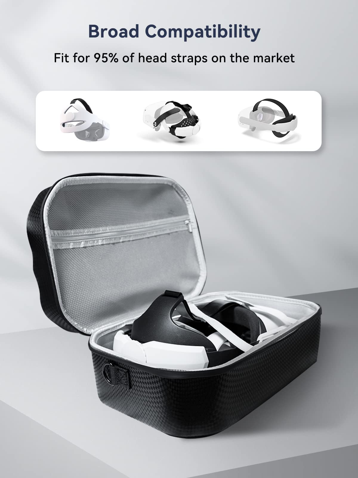 CNBEYOUNG Large Space Hard Carrying Case Compatible with Quest 2 VR Gaming Headset with Elite Strap&All 3rd-Party Head Straps Touch Controllers with Covers and Other Quest 2 Accessories