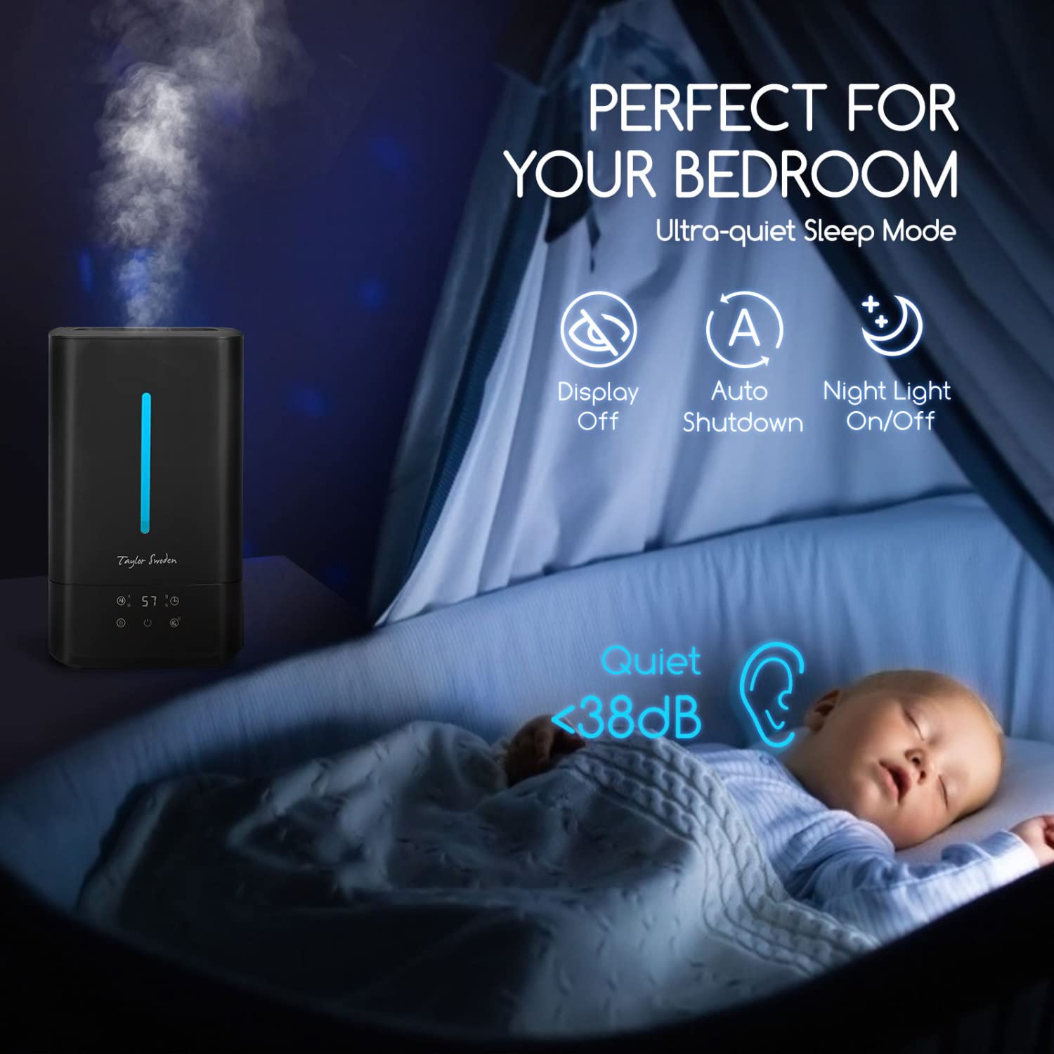 Humidifiers for Bedroom Warm and Cool Mist 5L Top Fill Water Tank Lasts Up to 30 Hours