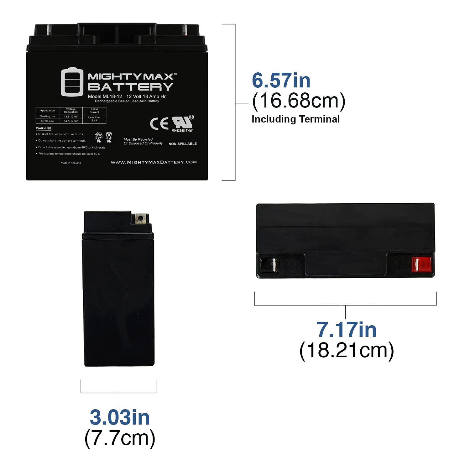Mighty Max Battery 12V 18AH Battery Replaces BP17-12 GP12170 ES17-12 JC-1270 Enduring 6-DW-17 SLA17-12 - 2 Pack
