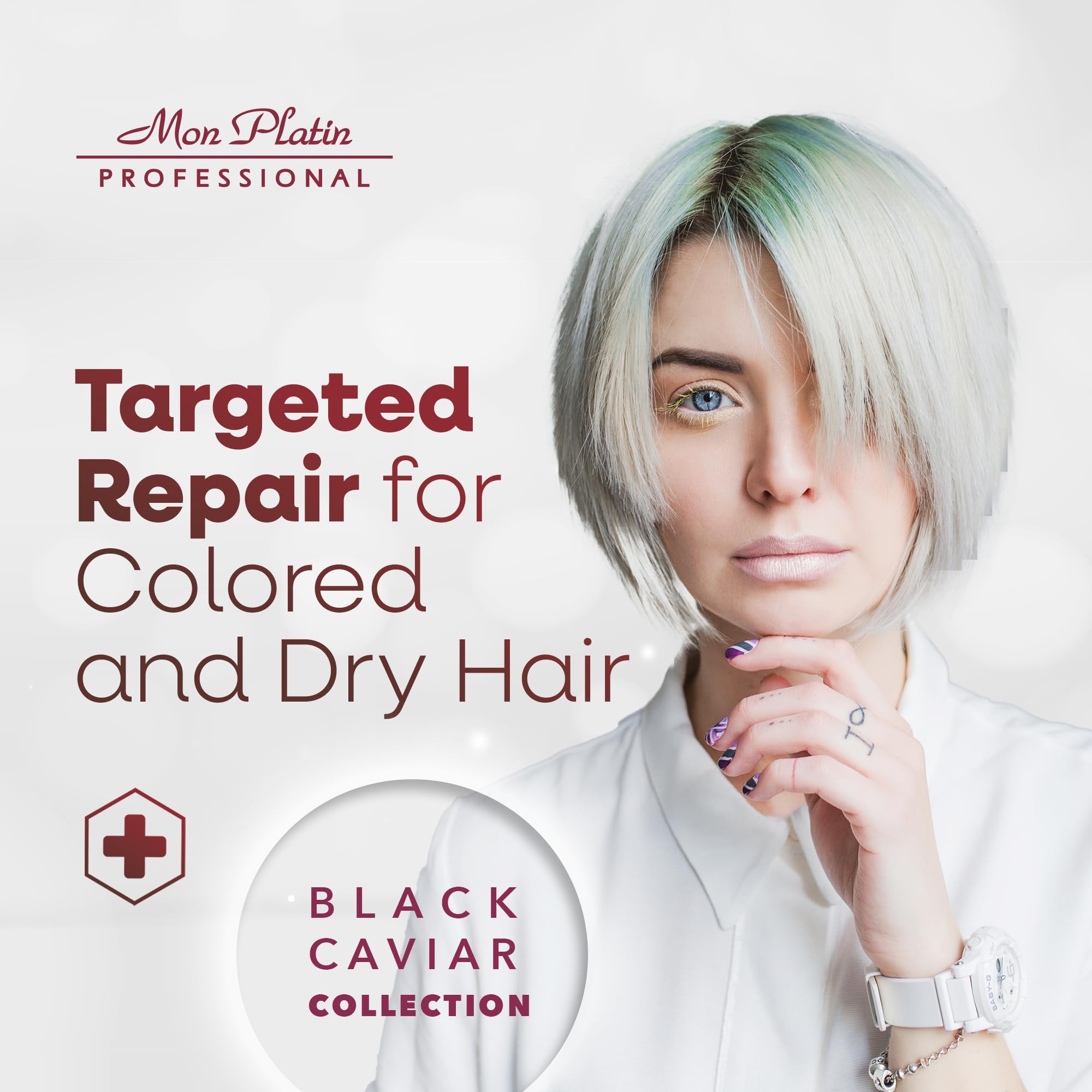 Mon Platin Professional Hair Mask, 500ML - Deep Conditioning for Dry, Colored, Damaged Hair with Black Caviar & Natural Silk Protein, SLS/Salt Free