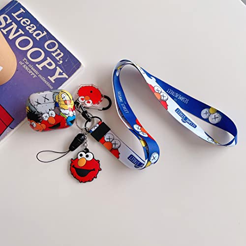 Fancy Funny Personalised and Unique IMD Process TPU Soft Airpods 3rd Generation Case,with Sesame Family Lanyard Keychain Airpods 3rd Generation Case Cover(2021 Release)