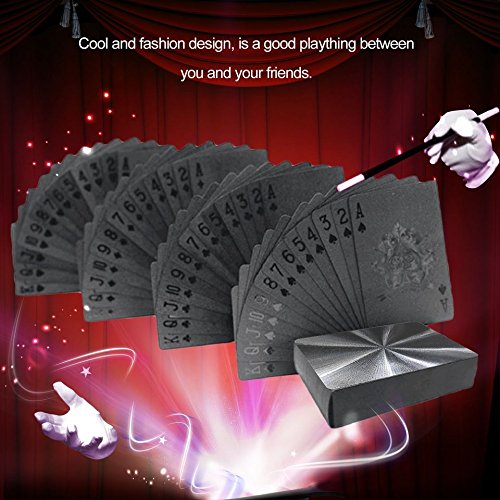 EMFK 54pcs/Pack Fashion Gold Foil Poker Novelty Collection Waterproof PVC Plastic Color:Black