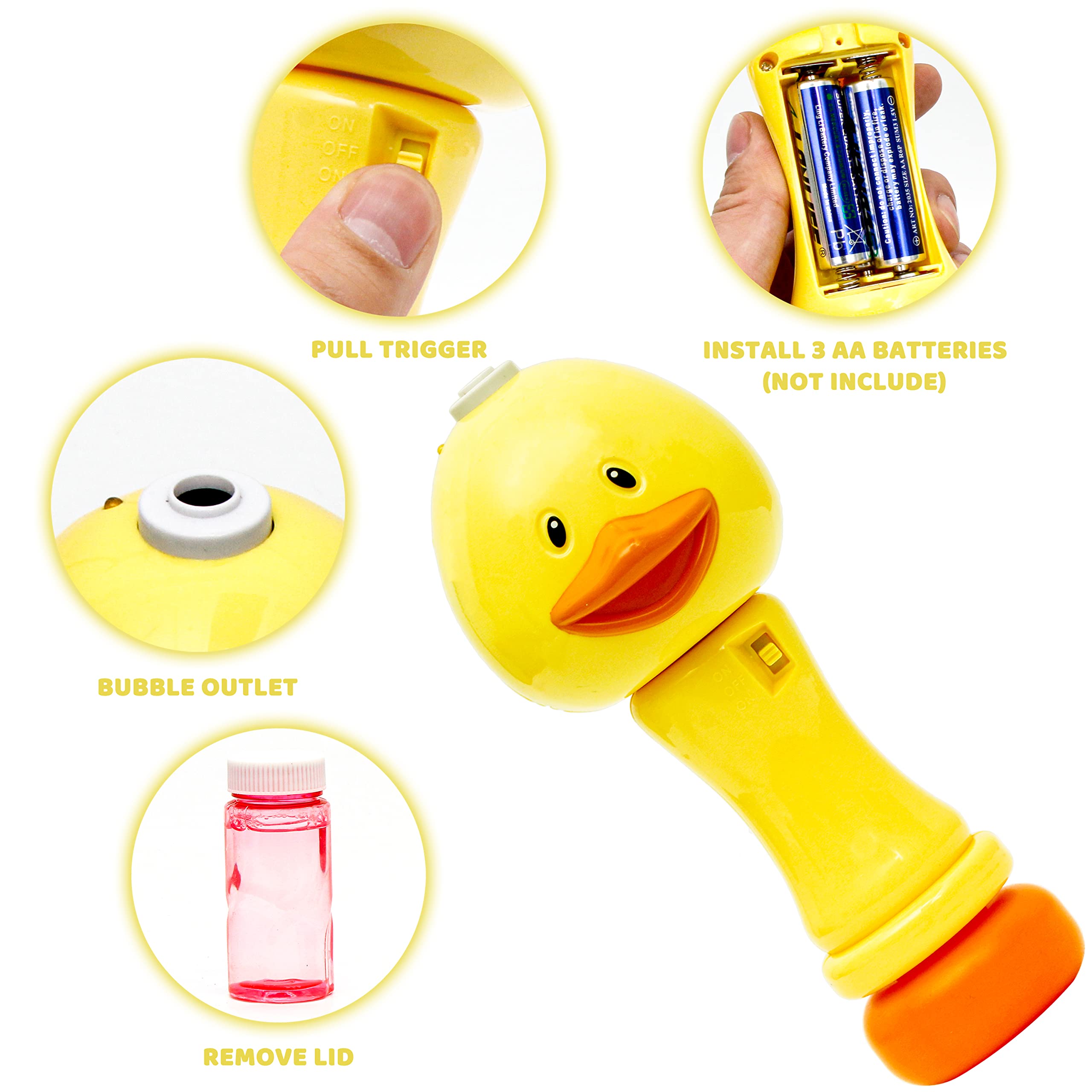 JOYIN 2 Packs Duck Bunny Bubble Wands with 2 Bottle of Bubble Solution (50ml) for Kids & Toddlers, Outdoor Party Supplies, Weddings, Gifts, Summer Toy, Easter