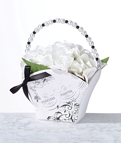 Lillian Rose Vintage Black and White Flower Girl Basket