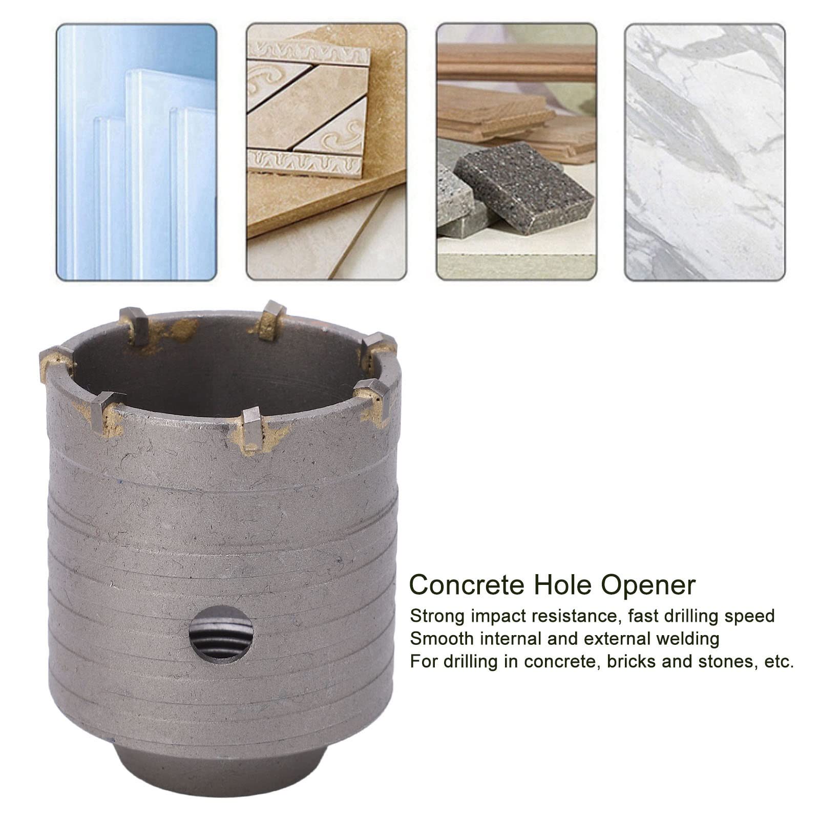 Carbide Hole Saw Drill Bit, 60mm Carbide Hole Saw Concrete Core Drill Bits, Hole Saw Kit Hollow Drill Pipe Drilling Reamer for Wall Stone Concrete Bricks Tungsten Tips Hollow Hole Cutter for Brick