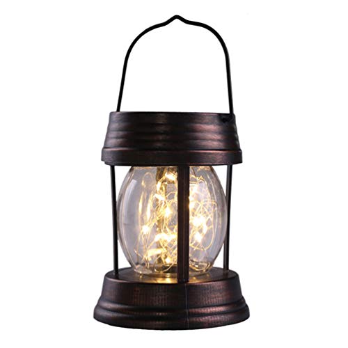 OSALADI Vintage Decor Solar Camping Lantern, Handheld Lamp Portable Retro Kerosene Lamp LED Solar Powered String Light for Outdoor Camping Home Garden Patio Decor Wedding Decor