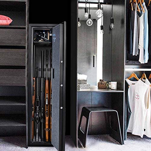 Biometric Fingerprint Gun Safe for Rifle, Upgraded Quick Access Large Rifle Gun Security Cabinet for 5-6 Rifle Shotgun Firearms with/without Scopes with Pistol Lock Box