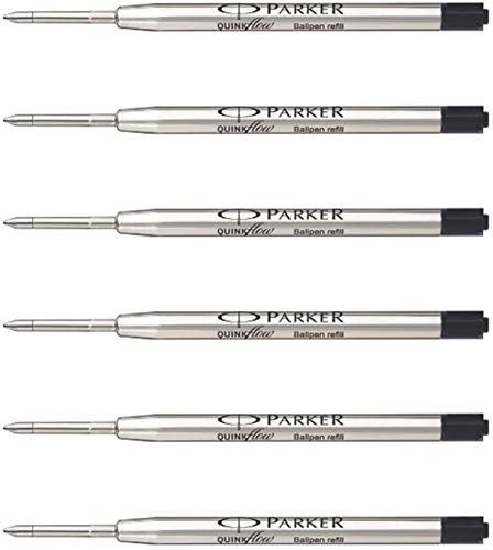 Parker QuinkFlow Ink Refill for Ballpoint Pens, Medium Point, Black Pack of 6 Refills (1782469)