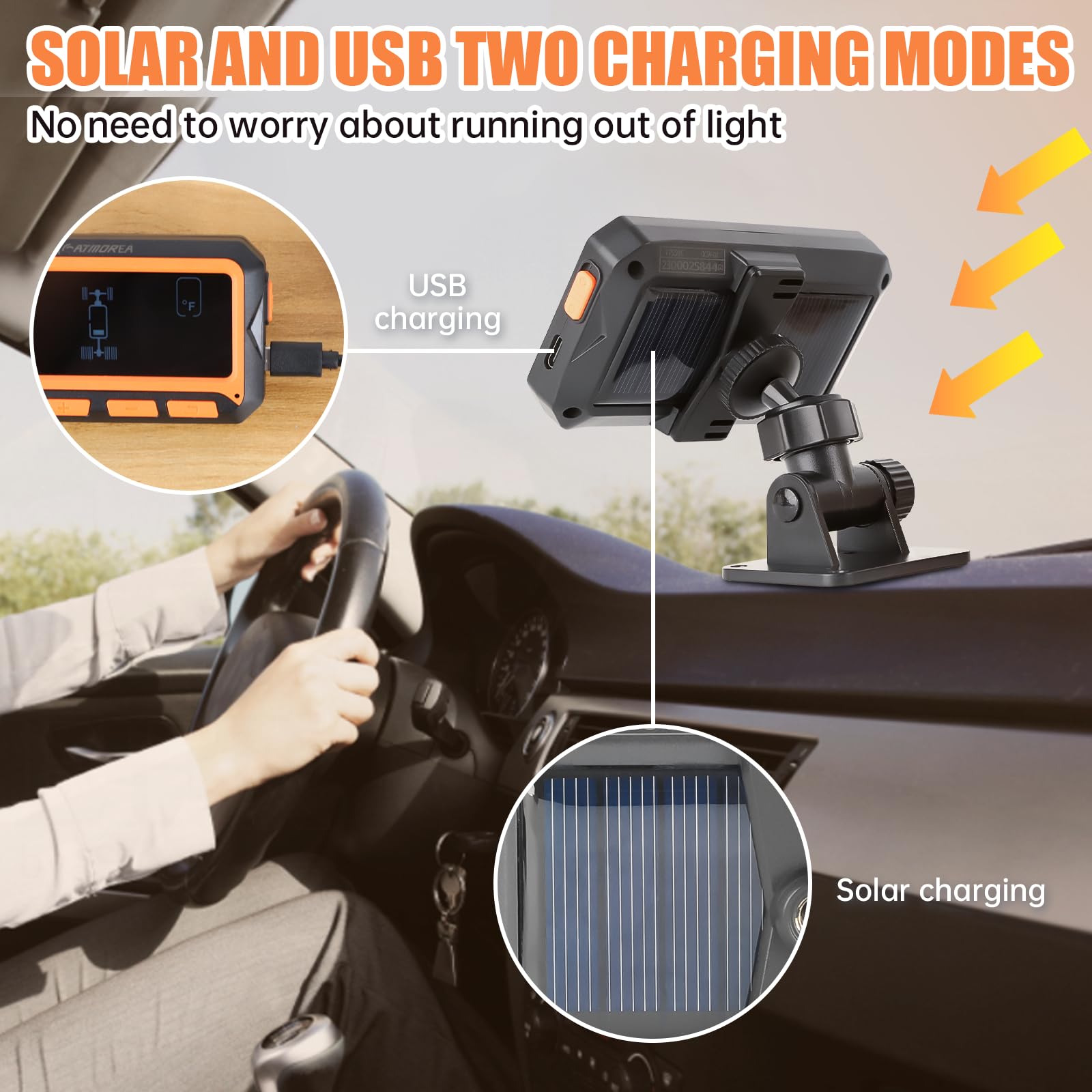 ATMOREA Tire Pressure Monitoring System RV TPMS with 6 Sensors 7 Alert Modes & Real Time Display Pressure&Tempereture Auto Sleep Mode