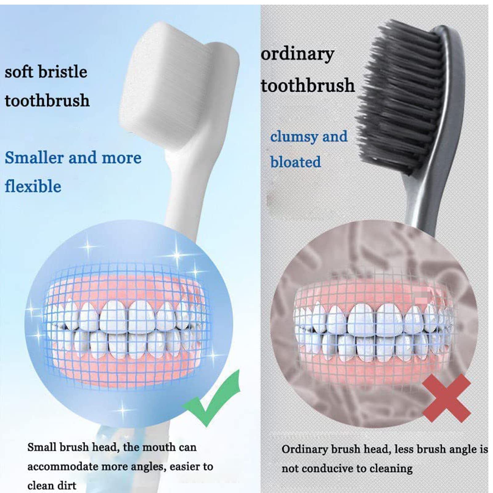 BREVI Nordic-Inspired Premium Nano Toothbrush, Extra Soft Toothbrush with 20000 Soft Bristles, Ultra-fine Soft Toothbrush for Sensitive Gums and Teeth (2PCSpink+Green-Wave)