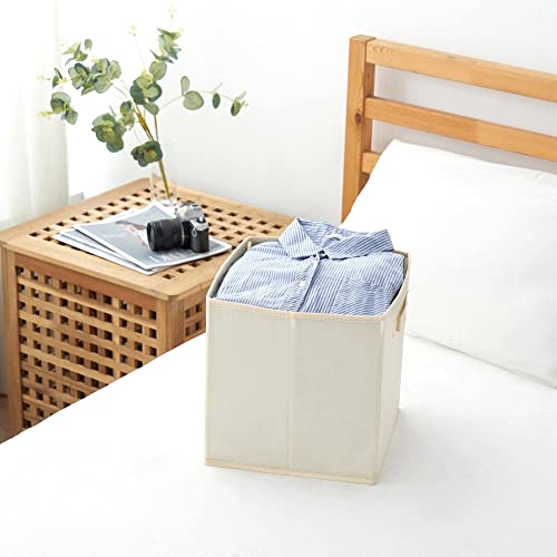 Displays By Jack Foldable Fabric Storage Bins Organizer, Collapsible Cube Containers with Handles, Great for Closet and Cubby Toy Organizers, 10.5" x 10.5" x 11"H, Set of 6, Beige
