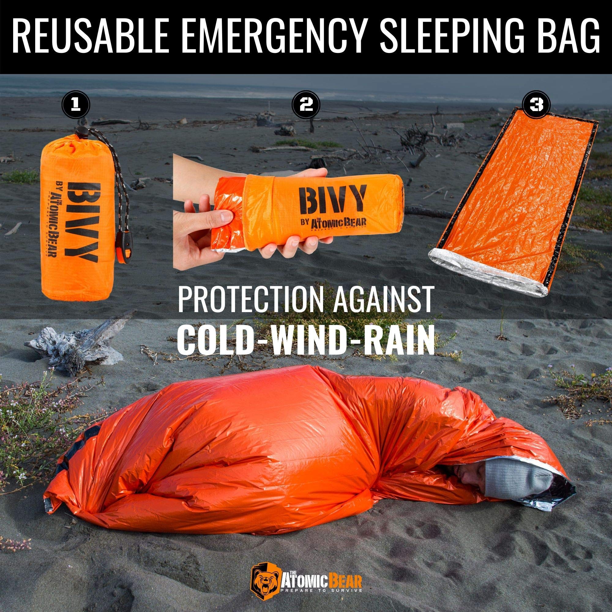 Bivy Sack - Emergency Sleeping Bag for Survival Kit - Stay Warm and Dry with This Thermal Emergency Blanket for Adults - Reusable and Waterproof Makes It Perfect for Camping