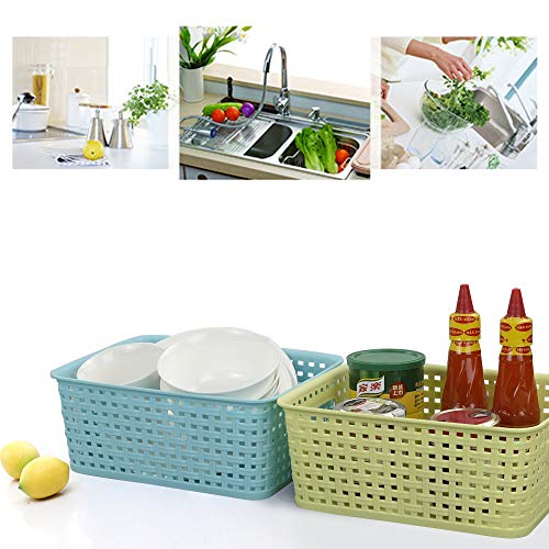 Qskely Plastic Storage Baskets/Bins Organizer for Bathroom, 6-Pack