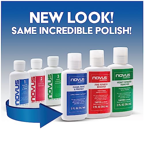 NOVUS PK1-2 Plastic Clean and Shine, Fine Scratch Remover and Heavy-Scratch Remover and Polish Mates Pack, 2 Ounce Bottles
