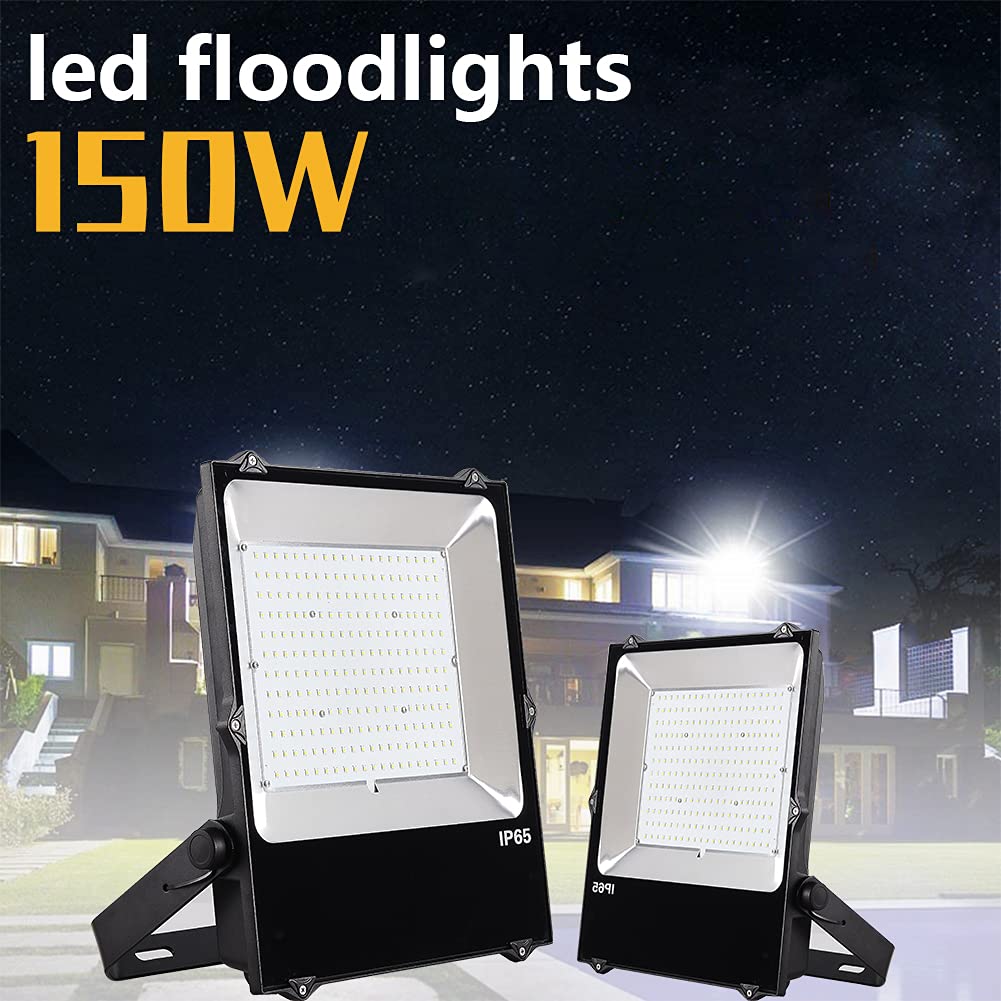 OSTEK 150W LED Flood Light, 21000LM Outdoor Commercial Lighting IP65 Waterproof,450W HPS Equivalent, Daylight 5000K, Security Floodlight for Home, Backyard, Patio, Garden ETL DLC (150)