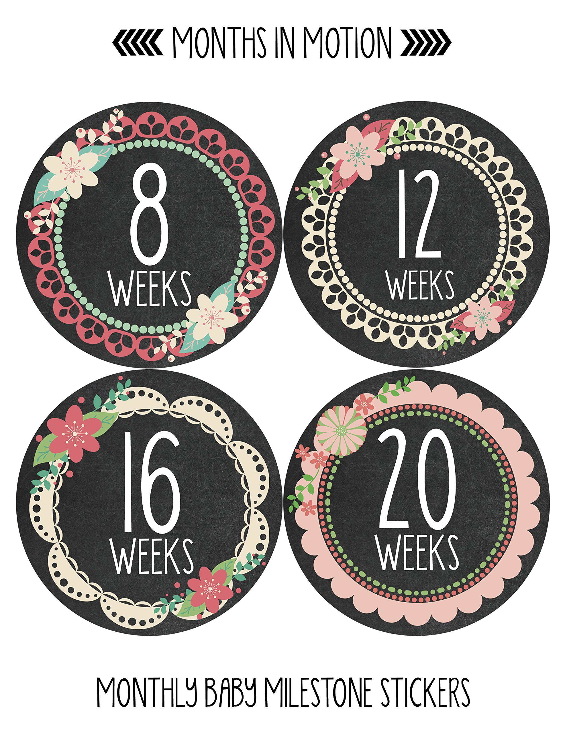 Months in Motion Pregnancy Weekly Belly Growth Stickers - Baby Bump Belly Stickers - Maternity Week Sticker - Pregnant Expecting Photo Prop Keepsake - Expectant Mom Gift - Style 914