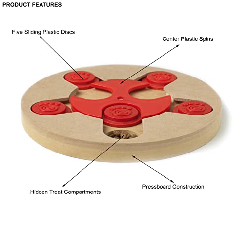 PetRageous 13006 Thinkrageous Interactive Advanced Level Puzzle Piece Dog Toy or Cat Toy Measures 9.84-Inch for Dogs and Cats or Kittens and Ages, Red