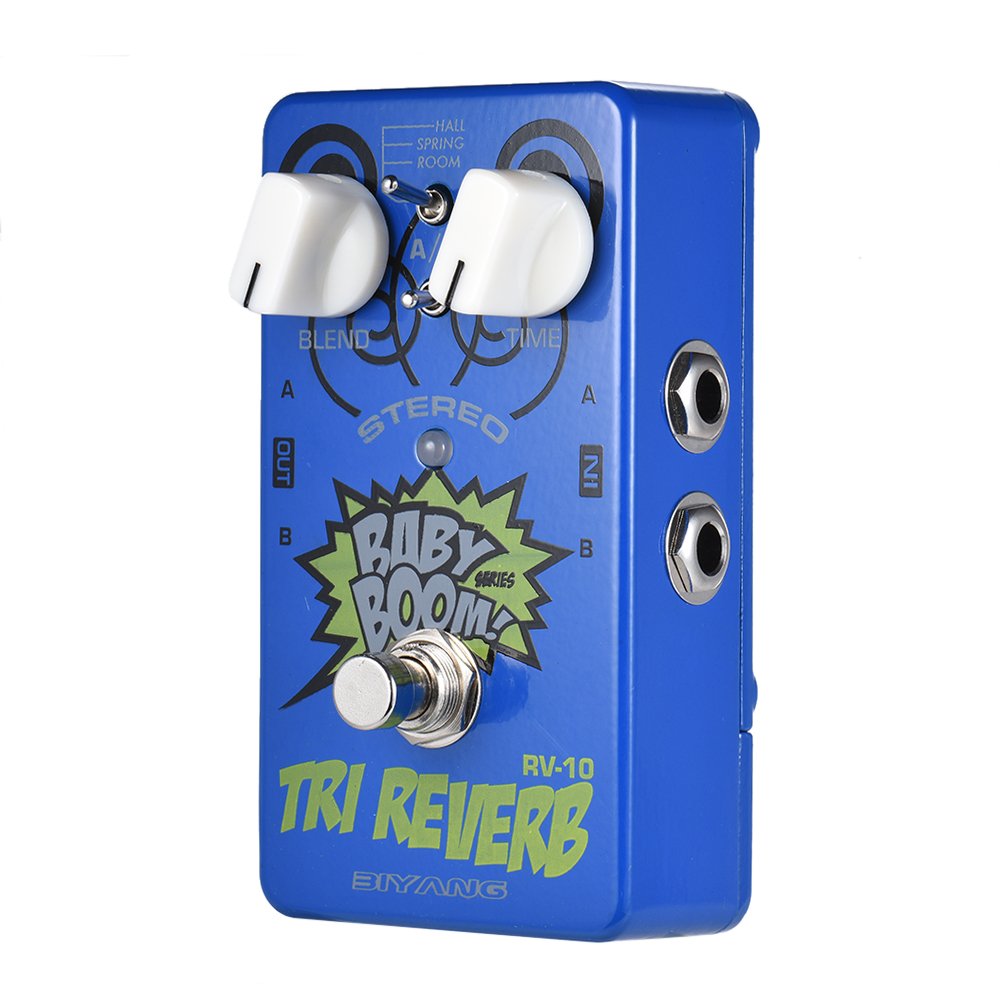 BIYANG Stereo Reverb Guitar Effect Pedal RV-10 BABY BOOM Series 3 Modes True Bypass Full Metal Shell