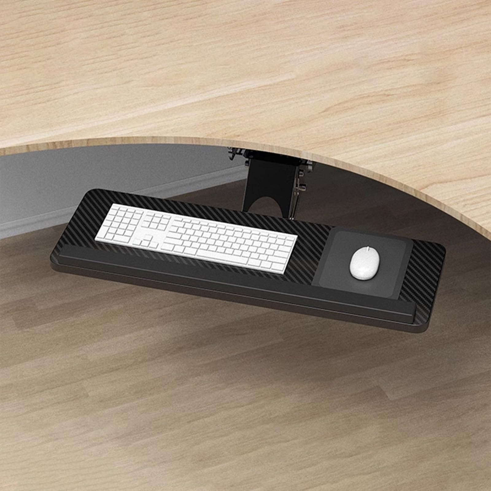 BBAUER Adjustable Keyboard Tray, Under Desk Keyboard Tray, Ergonomic Keyboard Tray, with Wrist Rest Pad, Easy Install Keyboard Stand