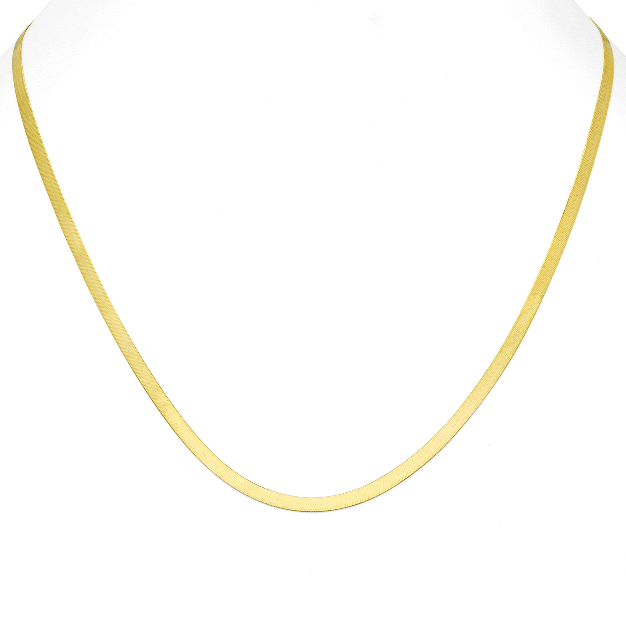 Nuragold 10k Yellow Gold 3mm Solid Herringbone Silky Flexible Chain Womens Necklace 16" 18" 20" 22" 24"