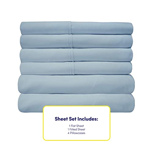 Queen Sheets Blue Misty - 6 Piece 1500 Supreme Collection Fine Brushed Microfiber Deep Pocket Queen Sheet Set Bedding - 2 Extra Pillow Cases, Great Value, Queen, Blue Misty