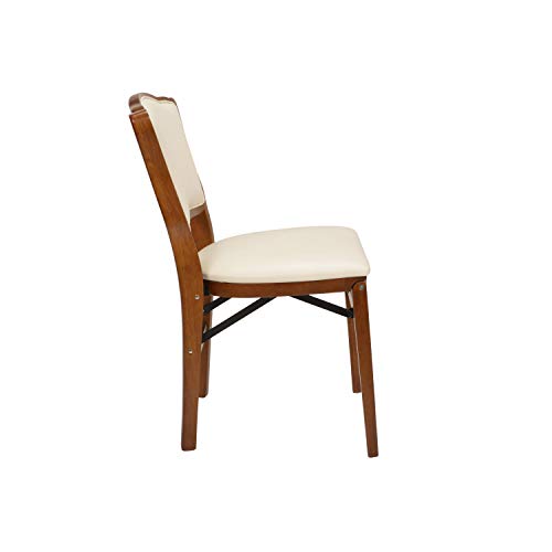 Stakmore French Upholstered Back Folding Chair Finish, Set of 2, Fruitwood