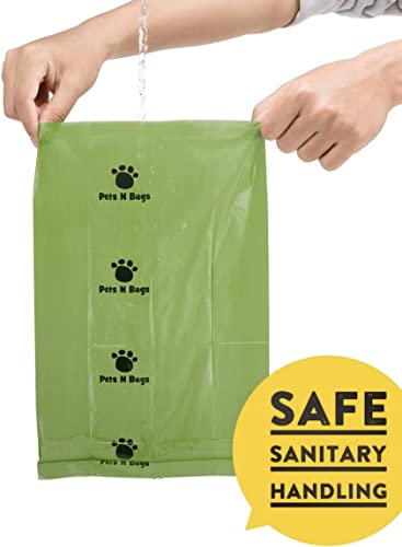 Pets N Bags Dog Poop Bags, Dog Waste Bags, Biodegradable Unscented Refill Rolls, Includes Dispenser