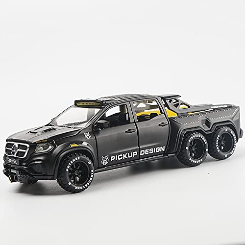 Simulation Alloy Car Modle Pickup 1/28 Metal Toy Car Sound Light Pull Back Model Toys for Boys Light Toys (Black)