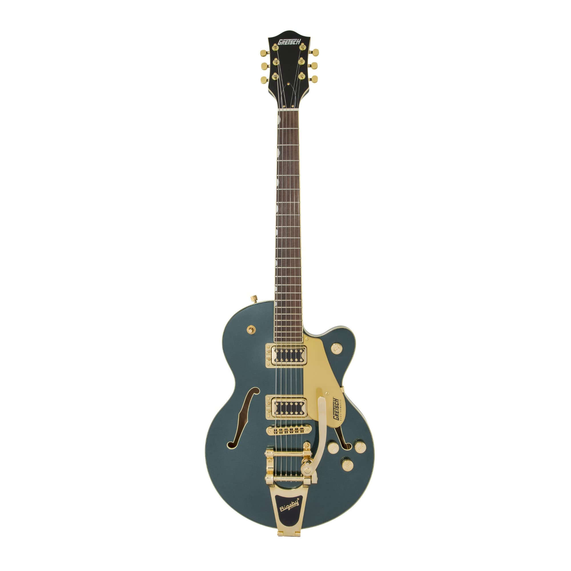 Gretsch G5655TG Electromatic Center Block Jr. Single-Cut Electric Guitar with Laurel Fingerboard, 22 Medium Jumbo Frets, Bigsby and Gold Hardware (Cadillac Green)