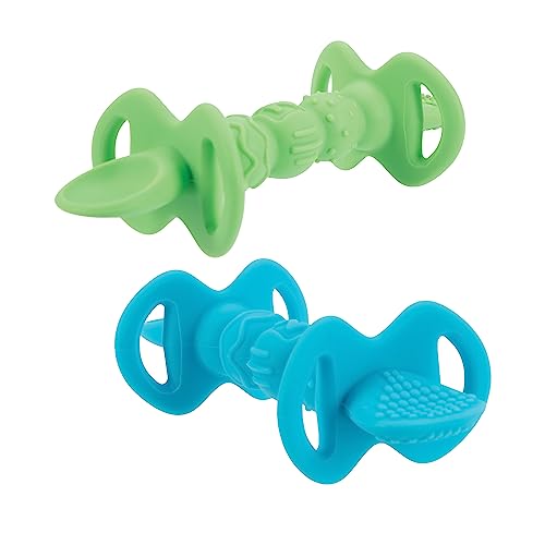 Nuby Dipeez 2 in 1 Silicone Spoons/Dipper, 2pk, Blue/Green
