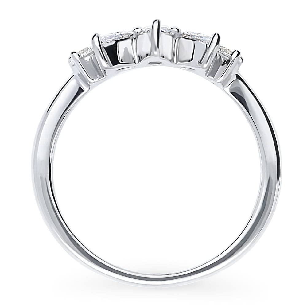 BERRICLE Sterling Silver 5-Stone Wedding Rings Cubic Zirconia CZ Wishbone Curved Band for Women, Rhodium Plated Size 8