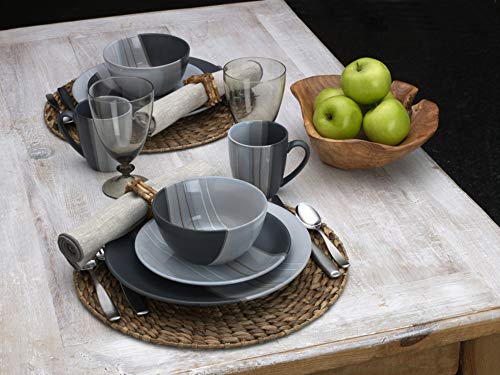 Pfaltzgraff Parker Gray 16 Piece Dinnerware Set, Service for 4