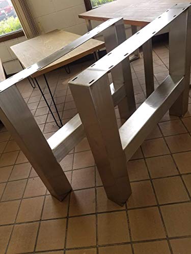 Brushed Stainless Table Legs, H-Frame Style - Any Size
