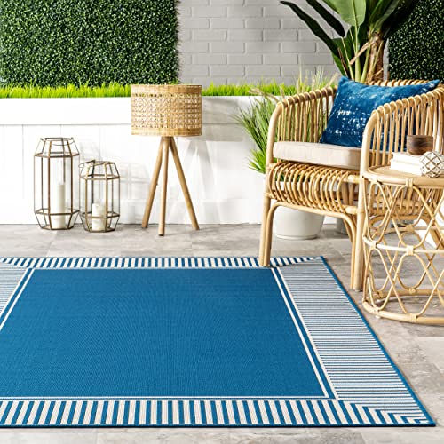 nuLOOM Asha Simple Border Indoor/Outdoor Area Rug, 8' x 10', Teal
