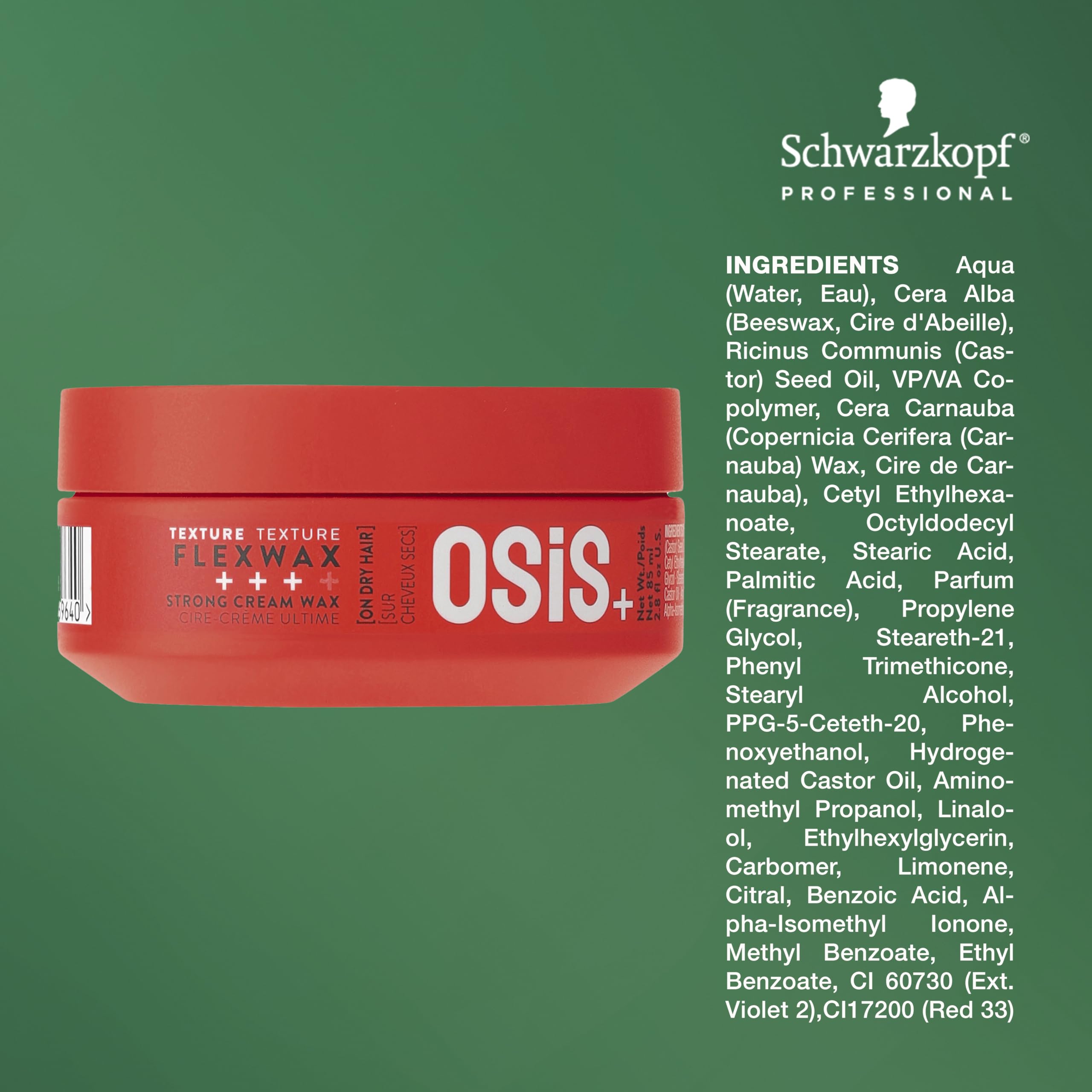OSiS+ Flexwax – Ultra Strong Cream Wax, 2.8 oz – Long-lasting Hold for Creative Hair Styling – Moldable Texturizing Product for Wild Hair Styling and Shine – Washes Out Easily