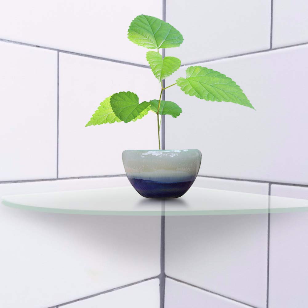 Floating Corner Shelf Wall-Mounted Storage Rack, 2 Tier Storage Display Shelf Organizer Corner for Bathroom, Bedroom, Living Room(Transparent)