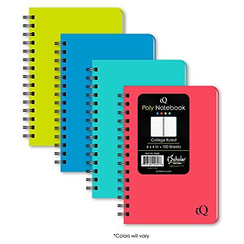 iScholar Double Wire Poly Memo Book, 6 x 4", Side Open, Color will Vary (94640)