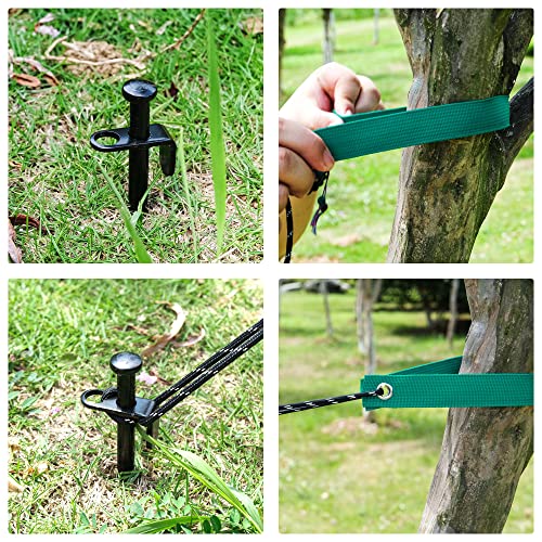 Heavy Duty Steel Tree Stake Kits with Tree Straps and 50ft Reflective Rope Tree Support Anchoring Kit,Tree Supports for Leaning Tree