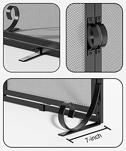 Fire Beauty Fireplace Screen with Hinged Doors, Powder Coated Steel Frame, Metal Mesh, Handcrafted Solid Steel,Decorative Design, Free Standing Spark Guard