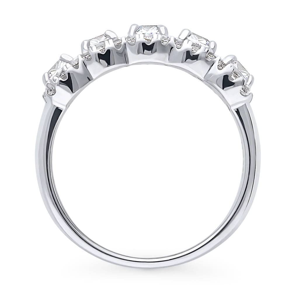 BERRICLE Sterling Silver 5-Stone Cubic Zirconia CZ Fashion Anniversary Ring for Women, Rhodium Plated Size 7.5