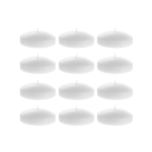 Mega Candles - Unscented 3" Floating Disc Candles - White, Set of 12