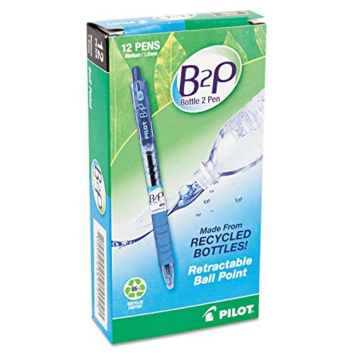 Pilot - B2P Bottle-2-Pen Recycled Retractable Ball Point Pen, Blue Ink, 1mm, Dozen 32801 (DMi DZ