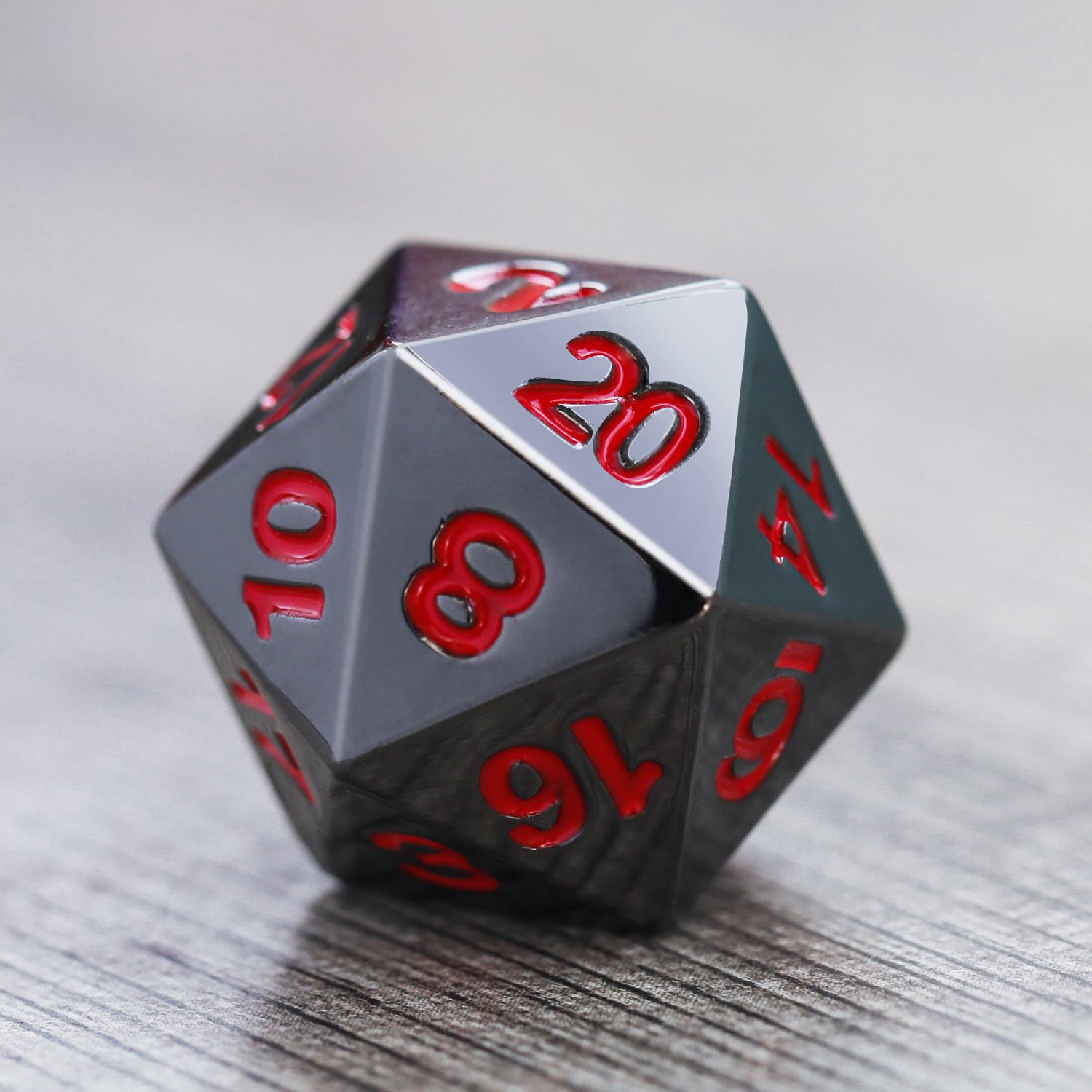 Frienda Zinc Alloy Metal Polyhedral 7-die Dice Set Compatible with Dungeons and Dragons RPG Dice Gaming Math Teaching, D20, D12, 2 Pieces D10 (00-90 and 0-9), D8, D6 and D4 (Black and Red)