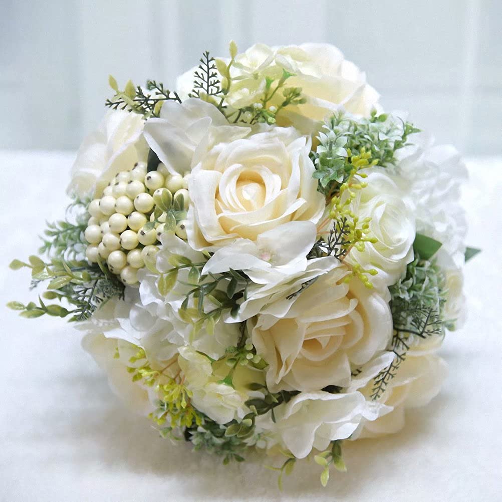 Scannay Artificial Flowers Rose Bouquet Bridal Wedding Bouquet Silk Rose Flower for Home Garden Party Wedding Decoration