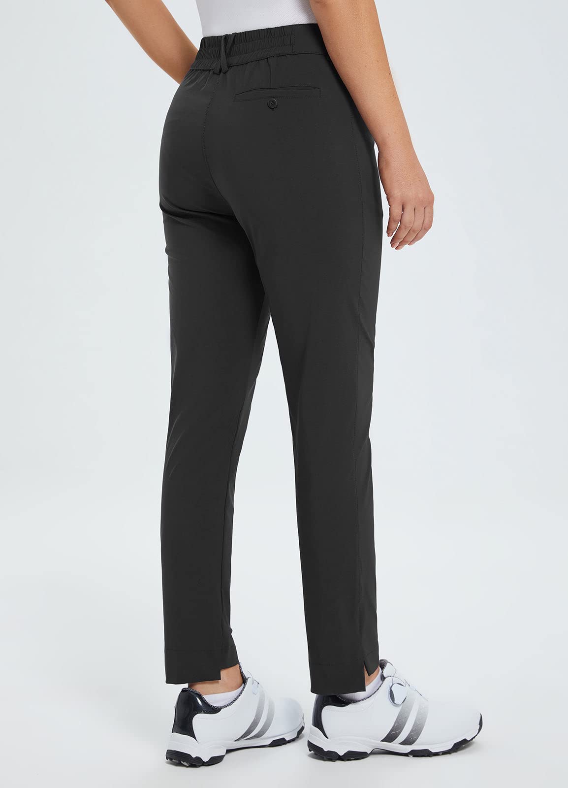 BALEAF Womens Golf Pants with Pockets Stretch Slim High Waist Quick Dry Lightweight Plus Size Golf Womens Apparel Black M