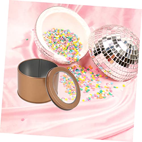 FUNOMOCYA 4 Pcs Boxes Tin Box with Window Mini Paper Cups Mini Cake Boxes Cake Containers Candle Containers with Lids Round Baking Cake Tins Tea Storage Can Dessert Container with Window