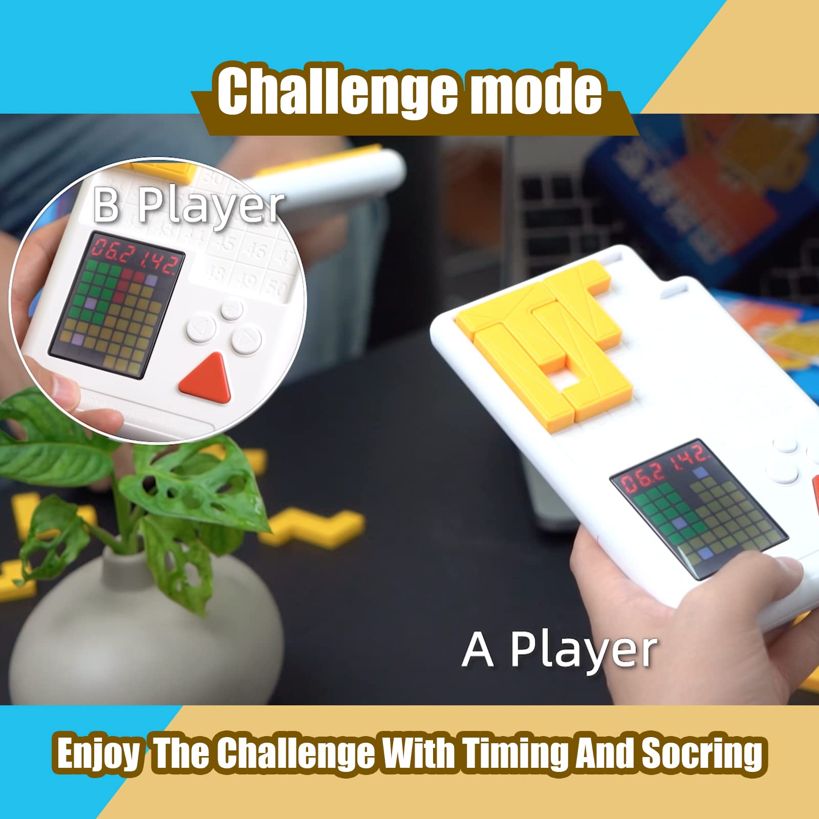 Blocks Puzzle Games Super Brain Puzzles for Adults 1000+ Levelled UP Challenges Brain Teaser Puzzles, Interactive Fidget Toys Handheld Games Console, Electronic Learning & Education Travel STEM Toys