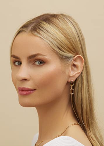 Barzel 18K Gold Plated Symmetrical Drop Chain Earrings for Women - Made in Brazil