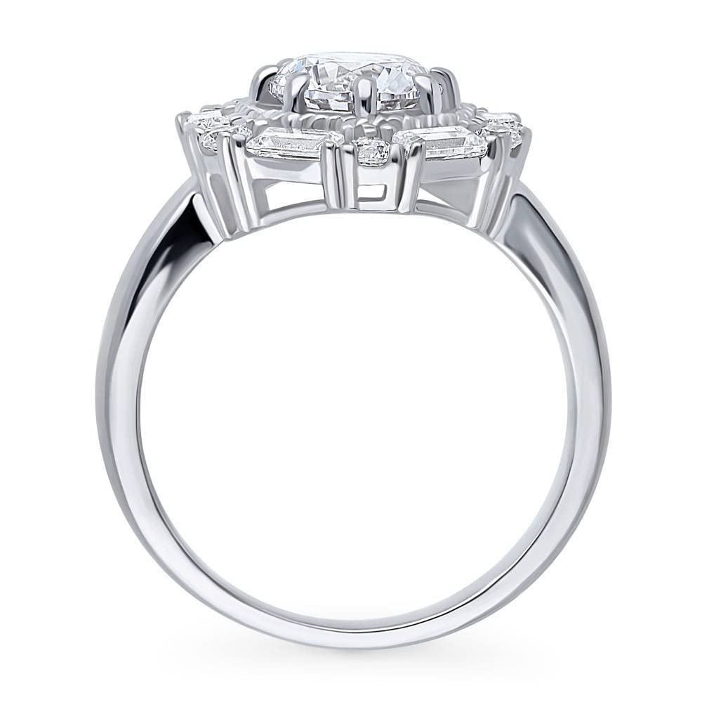 BERRICLE Sterling Silver Halo Wedding Engagement Rings Round Cubic Zirconia CZ Cable Ring for Women, Rhodium Plated Size 7